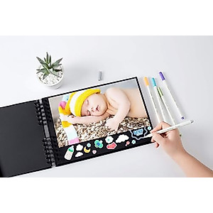 bemece Scrapbook, 12.6 x 8.3 Inch 80 Pages Extra Large Photo Album Craft Paper, Thick DIY Handmade Album Scrapbook for Anniversary, Wedding,Travelling, Baby Shower