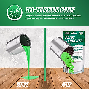 HOMESPHERE Homax Waste Away Paint Hardener, 12 Packs, 3.5oz – Fast Acting Paint Solidifier for Disposal - Paint Drying Powder for Acrylic & Latex Paint with 25 Pcs. of 14 Inch Wooden Stir Sticks