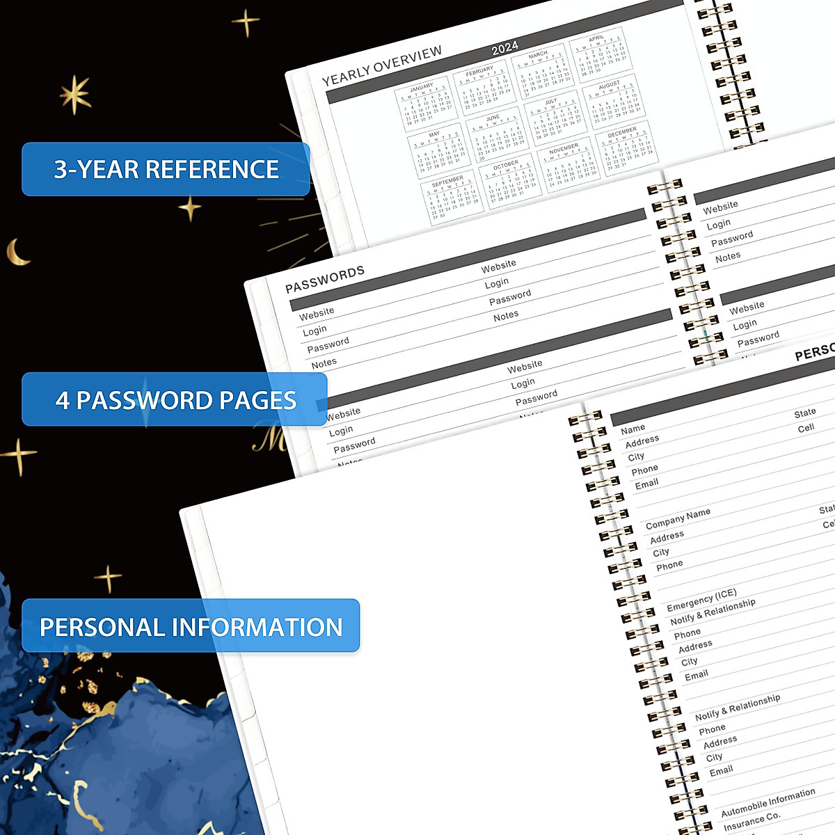 2024-2025 Monthly Planner/Calendar - 2 Years Monthly Planner 2024-2025, 9" x 11", Jan 2024 - Dec 2025, 2024 Planner with 24 Month Tabs, Twin-Wire Binding, Two-Side Pocket, Inspirational Quotes + Notes