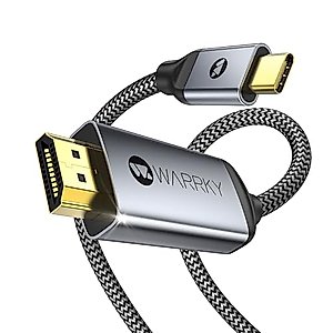 WARRKY USB C to HDMI Cable 4K |Anti-Interference Gold-Plated Plugs| Aluminum Type-C to HDMI Cord - Thunderbolt 3 & 4 Compatible for iPhone 15 Series, MacBook, iMac, iPad Pro, Galaxy, Surface, Dell, HP