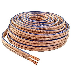 Car Home Audio Speaker Wire Transparent Clear Cable 10AWG 10/2 Gauge (100 Feet)