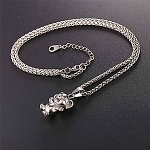 U7 Cute Piggy Pendant with 22 Inch Chain Stainless Steel Pet Pig Necklace for Women Teen