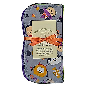 1 Ply Printed Flannel 9x9 Inches Little Wipes Set of 5 Fun Characters Halloween