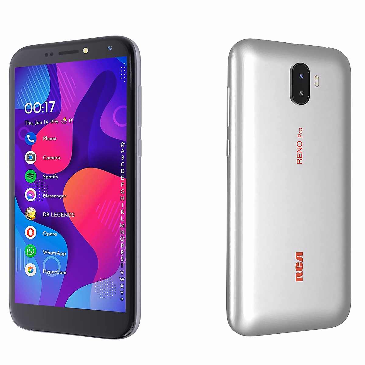 RCA Reno Pro, 5.5" HD+ Display, 32GB, 13MP Camera, Android 10, 4G LTE Unlocked Smartphone (Silver)