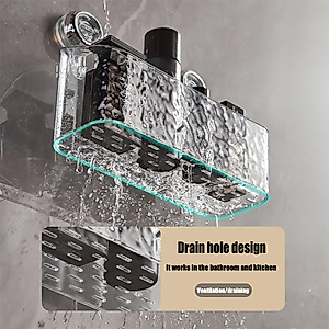 Conationfirm Shelf - Light Luxury Style Punch-Free Storage Rack, No-Drill Clear Wall Caddy Suction Cup Storage, Acrylic Transparent Shower Storage Removable, Waterproof, Multifunctional (Grey, A)