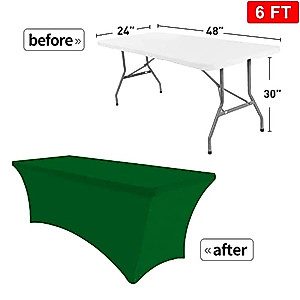 SEPARO -2 Pack, 6 ft Spandex Table Cover Fitted Rectangular Tablecloth Stretchable Fabric Lycra Tablecloth Wrinkle-Free for Party Dj Tradeshows Banquet Weddings Cocktail