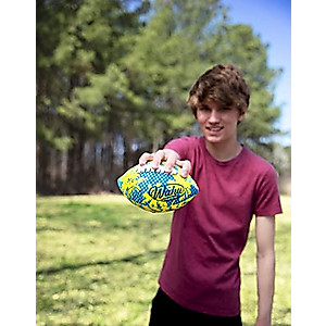 WAHU Mini Football Blue/Green 6.5-Inch Length - 100% Waterproof with Real Laces for Use in and Out of Water