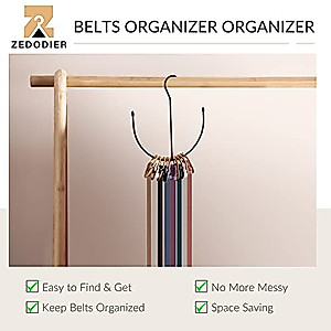 ZEDODIER Belt Hangers, Belt Rack Black Closet Accessories Organizers, Closet Organizer Hook Rack for Belt, Ties, Scarves, Camisoles, Hats, Bras, Shoes