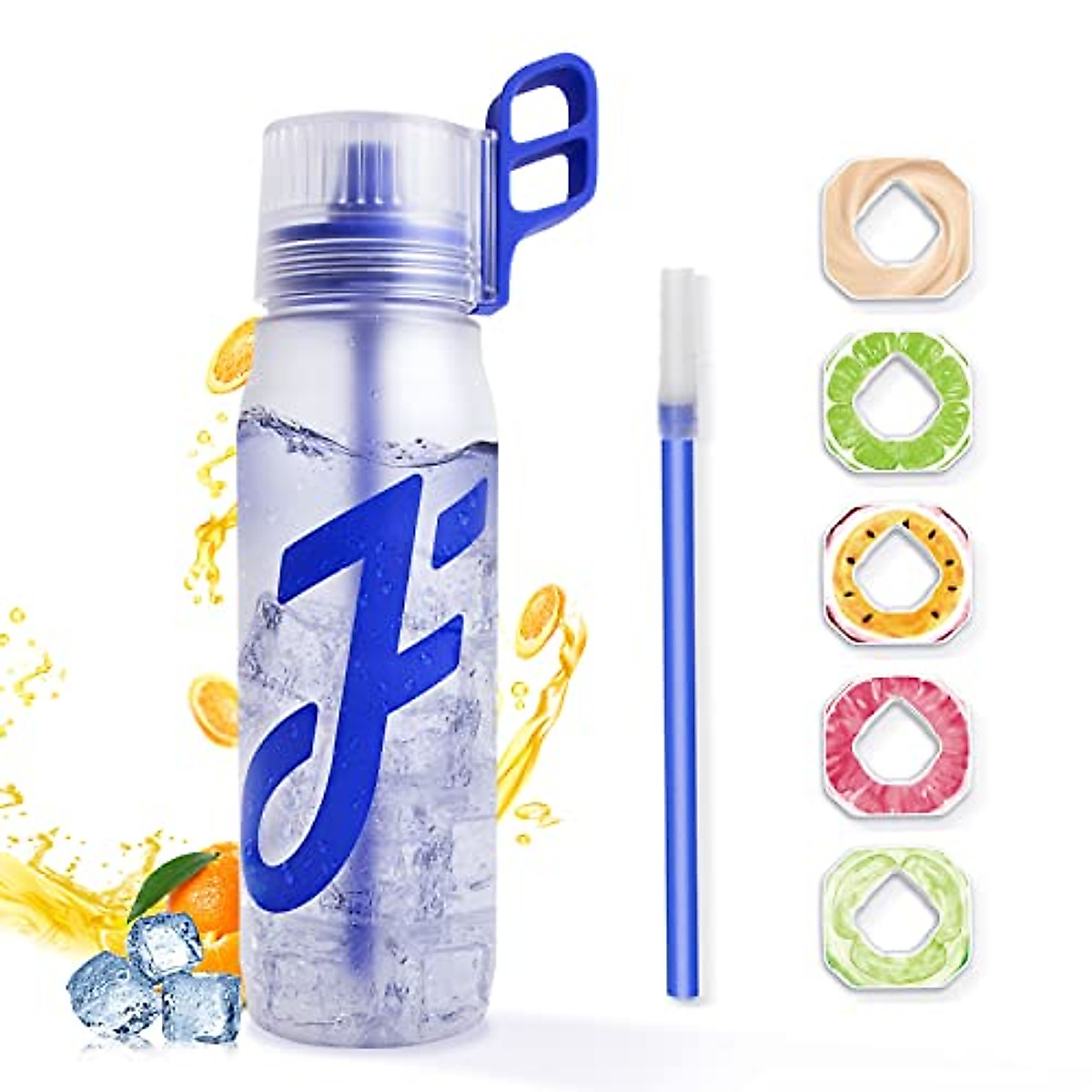 sipperment Water Bottle with Straw, 650ml Air Water Bottle Air Starter Set Drinking Bottles with 5 Flavour Pods 0 Sugar, BPA Free, Leak-proof