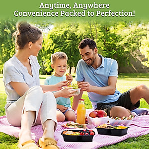 Meal Prep Containers Reusable [20 pack] 33oz 2 compartment Food Storage Containers with Lids Bento Box BPA-free Plastic Lunch Container, Microwave, Freezer, Dishwasher Safe Disposable Take Out Boxes