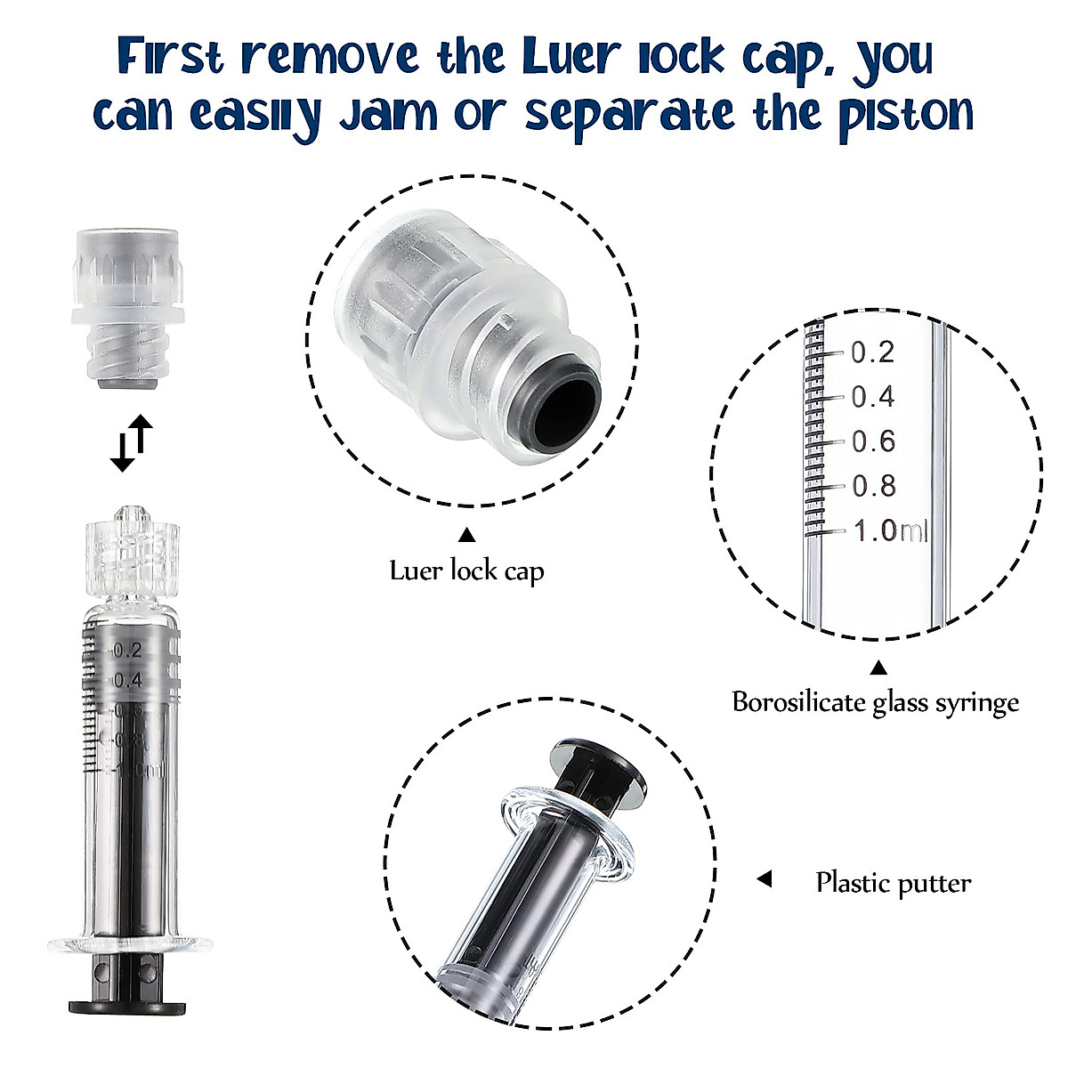 Nuanchu 24 Pieces Borosilicate Glass Syringes Set Include 12 Pieces 1 ml Borosilicate Glass Syringe Lock and 12 Pieces Stainless Steel Lock Dispensing Needle for Thick Liquids, Ink Use