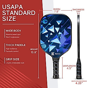 Kenvc Pickleball Paddles, Lightweight Pickleball Paddles Set of 2/4, 3K Carbon Fiber, Graphite Pickleball Paddle Face, Honeycomb Core, 4 Balls, 1 Carry Bag, Pickleball Set for Women Men