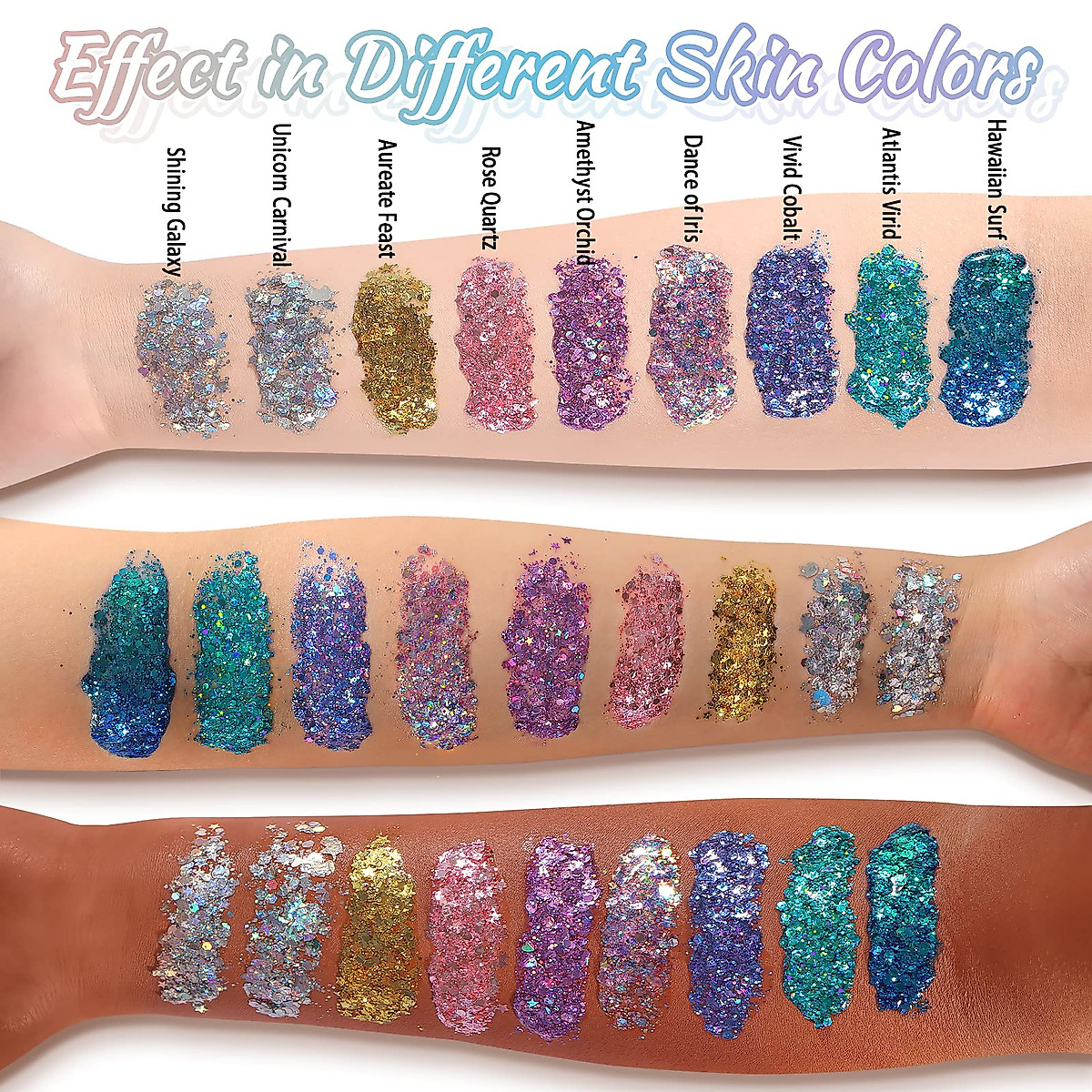 Boko 1.76oz Body Glitter Gel, Holographic Purple Liquid Chunky Glitter Lotion Mermaid Sequins for Face Hair and Body Makeup, Festival Clothing, Rave Accessories and Costume - Amethyst Orchid