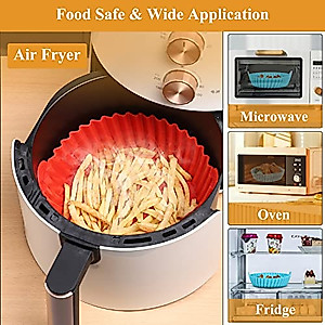 Stron-Dura 2 Pack Air Fryer Liners for 3 to 5 QT, Air Fryer Silicone Liners ，Easy clean Reusable Silicone Air Fryer Liners, Blue + Red, (Top 8in, Bottom 6.75 In)