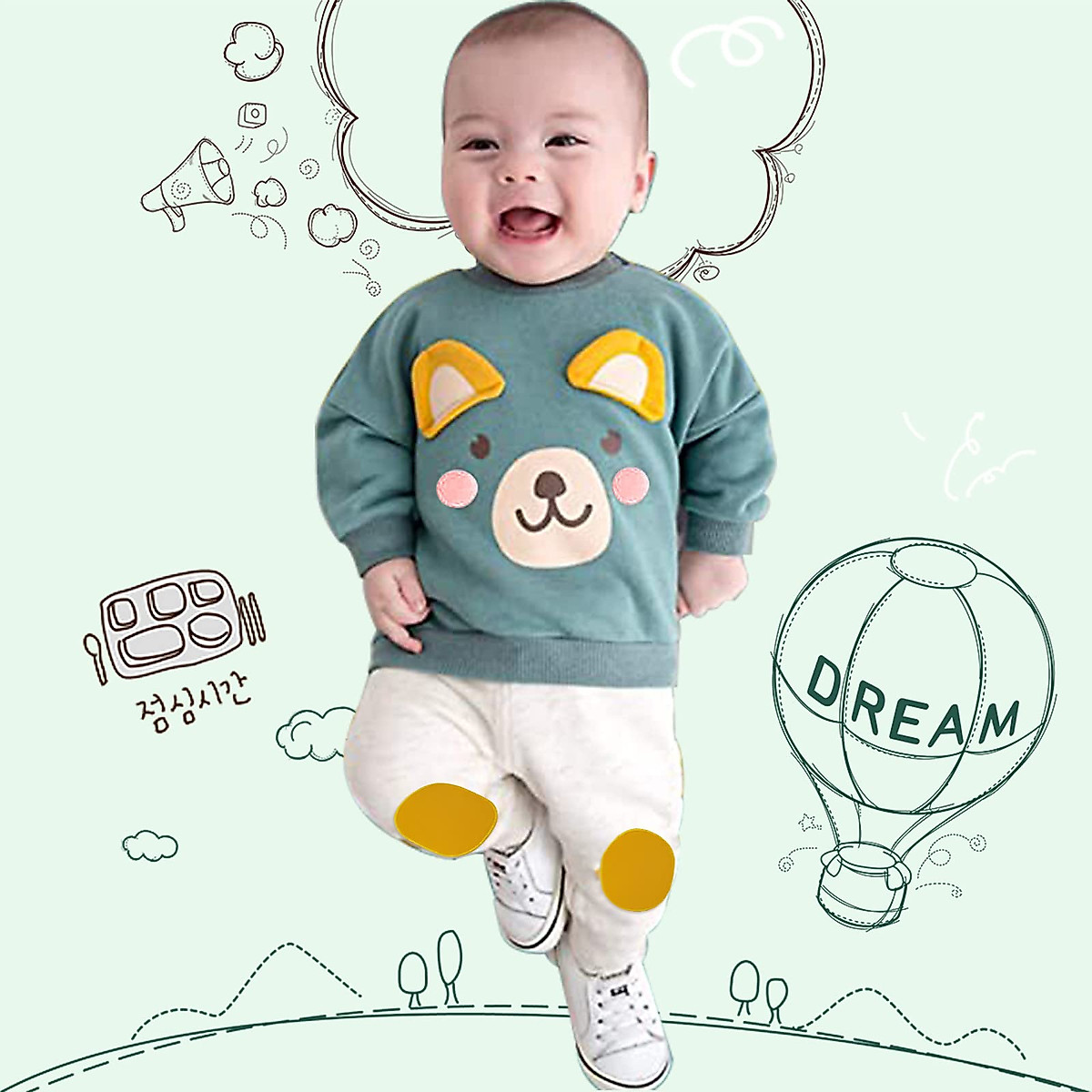 9-12 Months Boy Clothes Infant Fall Winter Outfits Long Sleeve Bear Sweatshirts Tops+Pants Set,Boy Clothes Bear 9-12 Months