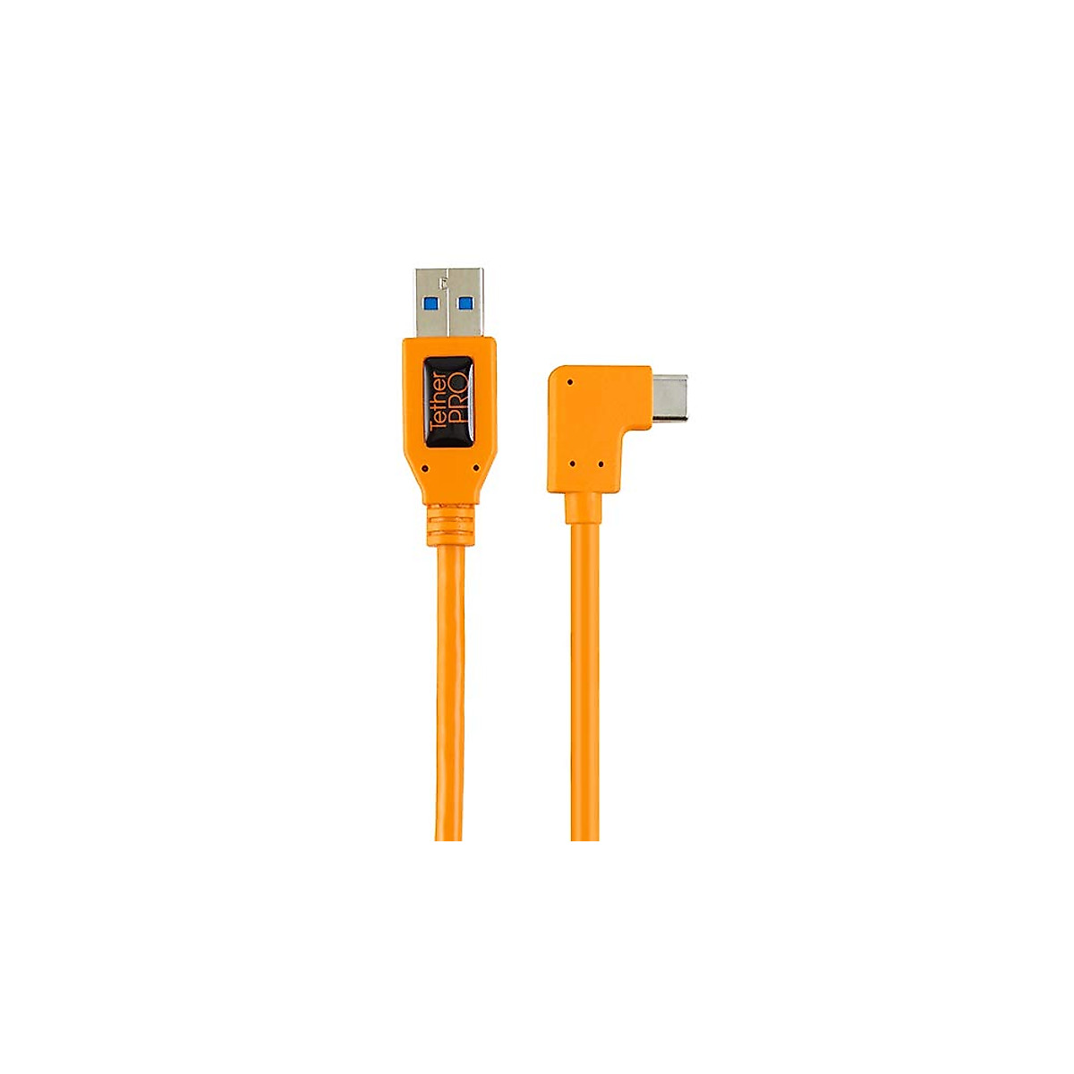 TetherPro USB 3.0 to USB-C Right Angle Adapter Cable | for Fast Transfer and Connection Between Camera and Computer | High Visibility Orange | 20 inches (50 cm) | Tether Tools