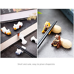 NaiHey Cute Cat Ceramics Chopsticks Rests Japanese Style chopstick holder Dinner Spoon Knife Fork Chopsticks Stand Rest Rack Kawaii Squirrels (Set of 4)