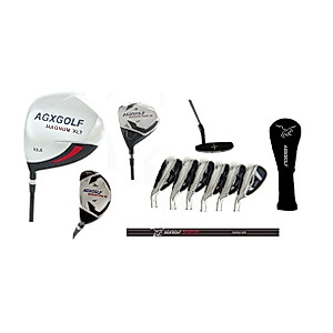 AGXGOLF: Men's Left Hand Tall Length (+1.5 inch) XS Tour Magnum Golf Club Set; w/OverSize Driver + 3 Wood + 3 Hybrid + 5-PW Irons + SW, Free Putter! Built in The USA!