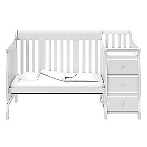 Storkcraft Portofino 5-in-1 Convertible Crib and Changer (White) – Changing Table Combo with Drawer, Converts to Toddler Bed, Daybed Full-Size Storage Drawer