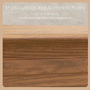 PURPLE LEAF 12' X 20' Outdoor Hardtop Gazebo for Patio Galvanized Steel Double Roof Permanent Canopy Teak Finish Coated Aluminum Frame Pavilion Gazebo with Netting and Navy Blue Curtains