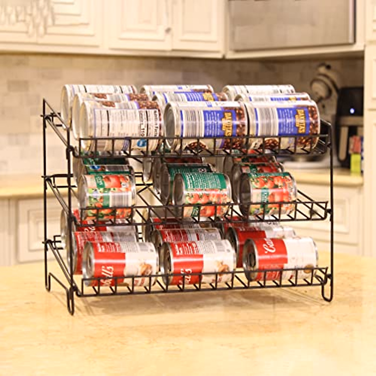 FixtureDisplays® 16" x 12.5" x 10" Wire Rack for Countertop Use with 3 Open Shelves, Black 10085-NPF