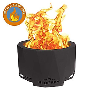 Blue Sky Outdoor Living 33” Steel Mammoth Patio Smokeless Fire Pit, Firewood and/or Wood Pellet Burning, Black (PFP3318)