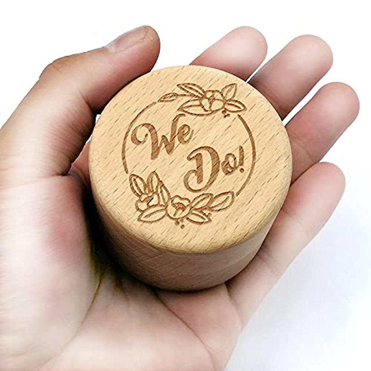 ZZYINH AN207 Personalized Engraving Rustic Wedding Wooden Ring Box Jewelry Trinket Storage Container Holder Custom We Do Rings Bearer Small Jewelry