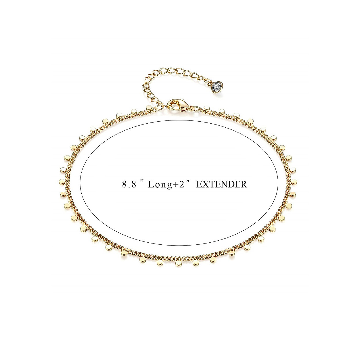 Fettero Anklet Bracelets for Women Gold Plated Dainty Waterproof Anklet Adjustable Delicate Beach Anklet Jewelry Beaded Ball Tennis Link Anklet Summer Boho Beach Foot Jewelry for Women Gifts