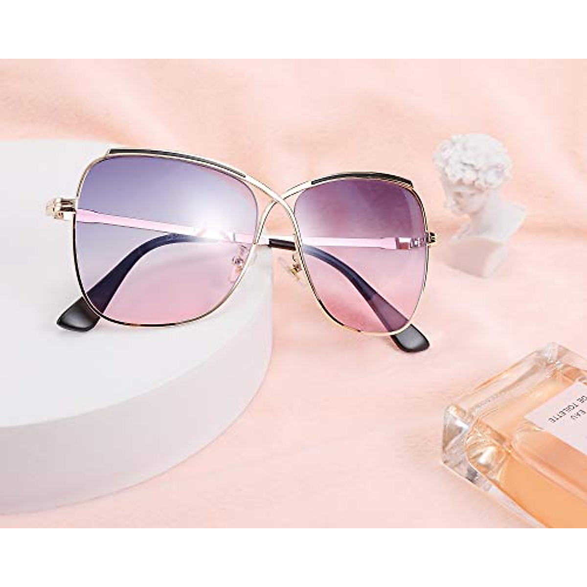 FEISEDY Womens Cute Sunglasses Oversized Butterfly X Shape Design Cateye Lady Sunglasses B2738