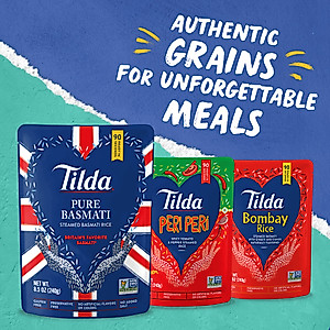 Tilda Ready to Heat Pure Basmati Rice, Convenient Microwaveable Rice, 8.5 Ounce Pouch (Pack of 6)