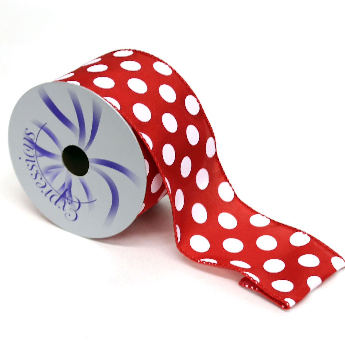 Polka Dot Wired Edge Ribbon (2.5", Red White) - 10 Yards : RG158924