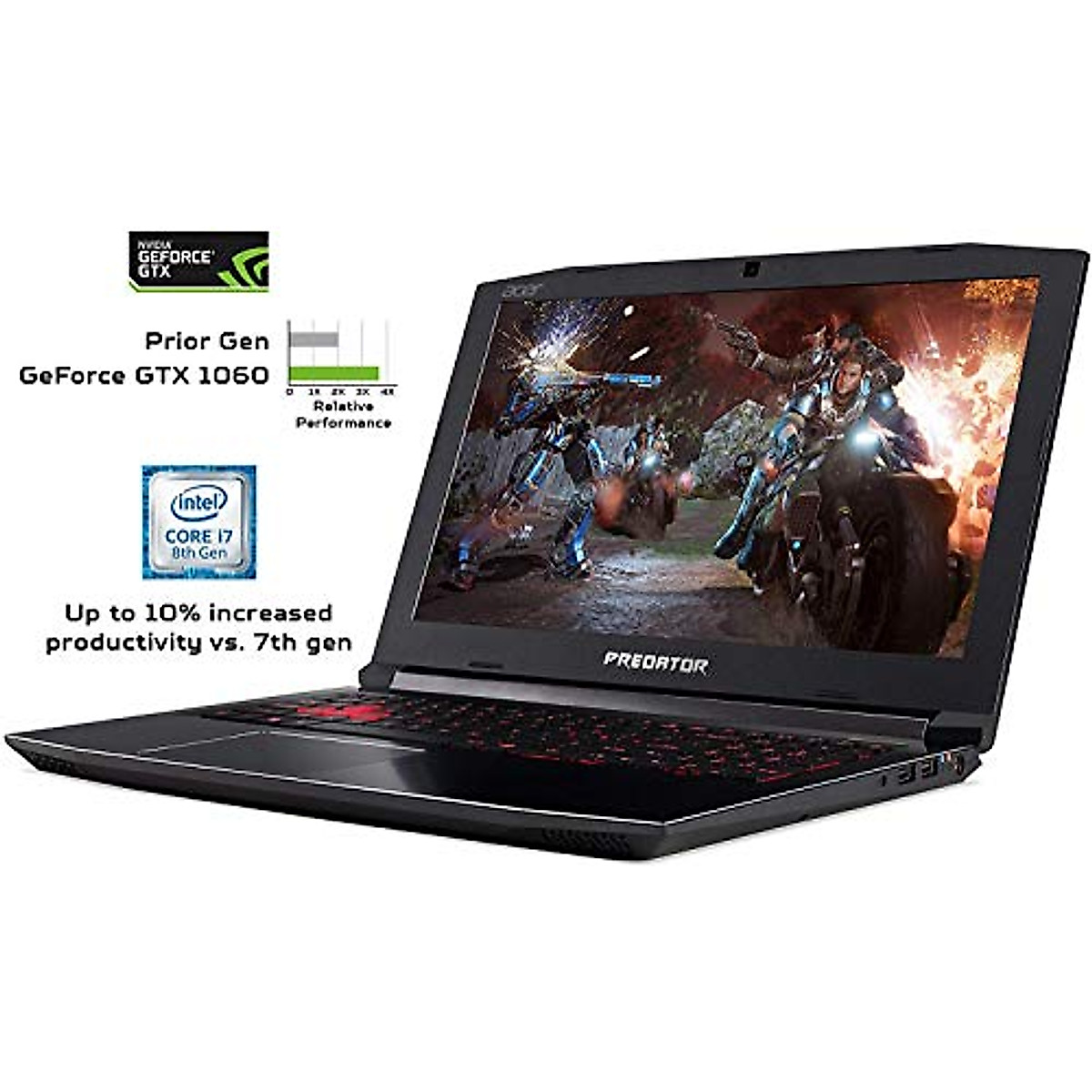 Acer Predator Helios 300 Gaming Laptop, 15.6in Full HD IPS Display Intel 6-Core i7-8750H, GeForce GTX 1060 6GB DDR5 16GB DDR4, 256GB NVMe SSD, PH315-51-78NP (Renewed)