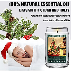 Christmas Candles | Christmas Tree Soy Candle Gifts for Women/Men | Balsam Fir, Cedar, Holly and Evergreen Holiday Scented Candles for Home | 17oz Clear Jar Candle, 80-100 Hour Burn Time