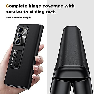 for Samsung Z-Fold-5 Case: Genuine Leather Galaxy Fold 5 Kickstand Case [Hinge Protection][Screen Protector] Skin Felling- Durable Shockproof Protective Phone Cover for Galaxy Fold 5 2023