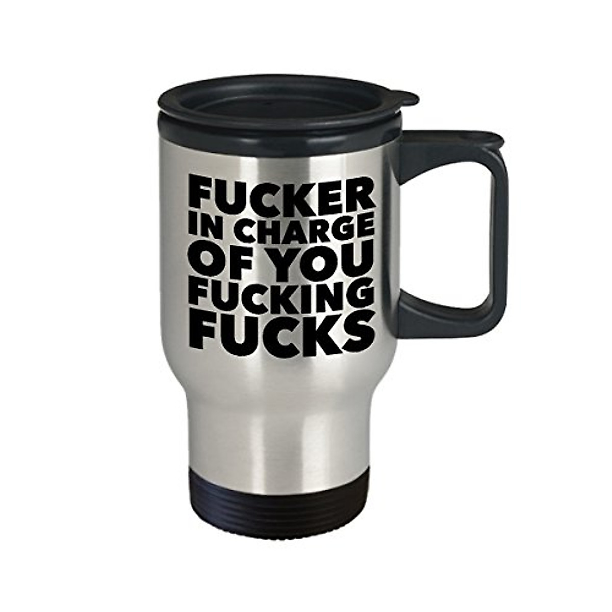 HollyWood & Twine Fucker in Charge of You Fucking Fucks Mug Rude Stainless Steel Insulated Coffee Cup Gifts for Boss
