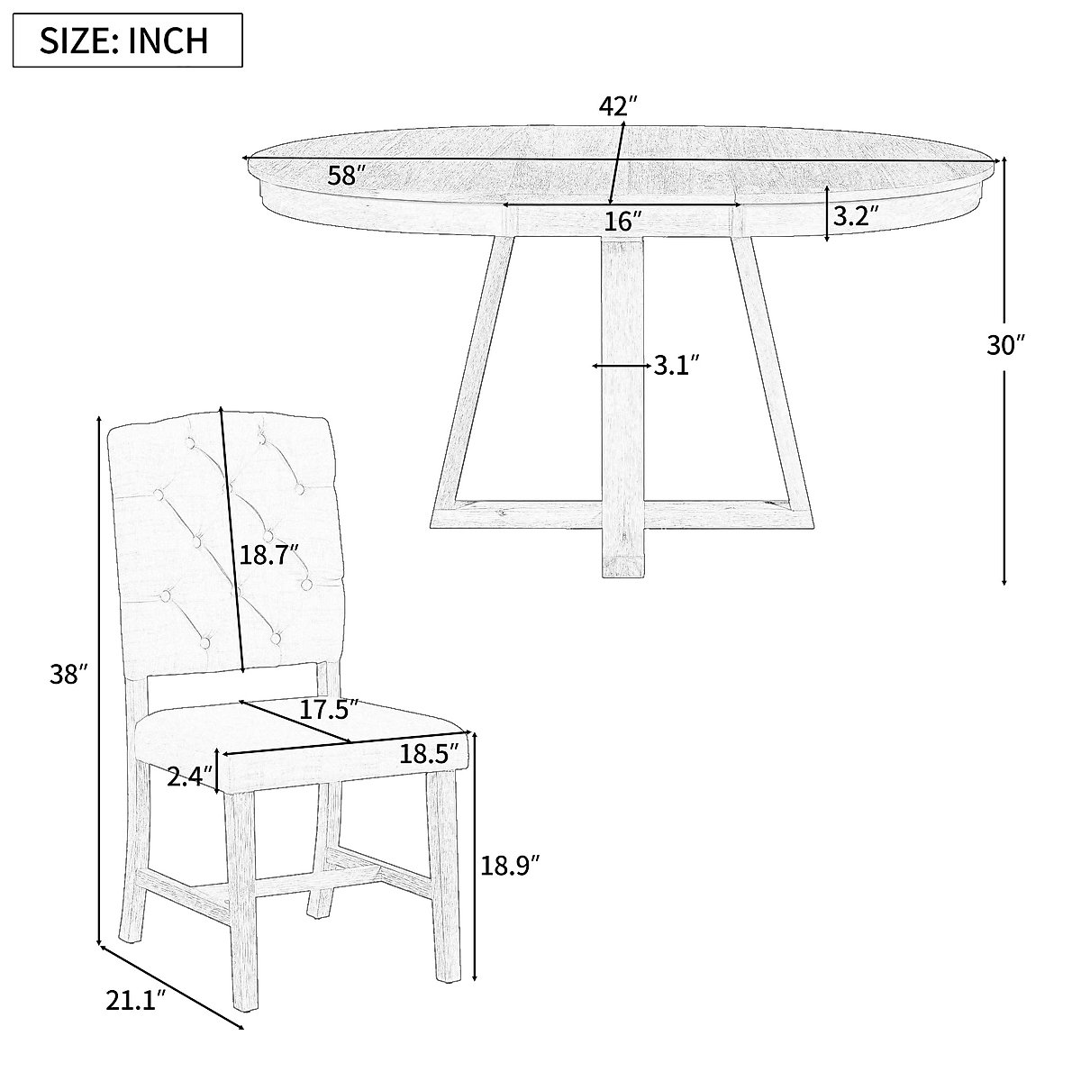 Bellemave Extendable Dining Table Set for 4, 5-Piece Round Table Set with 4 Chairs, Circle Table with Upholstered Chairs, Oval Kitchen Table Set with Extendable Table for Dining Room and Kitchen
