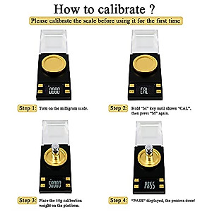 Milligram Scale, mg Scale 50g x 0.001g, Non-Stick Powder Pan, 0.02 Grains x 771gn, Powder Scale for Reloading Medicine Supplement Capsule, Milligramos Scale with 50g Calibration Weight, Powder Scoop