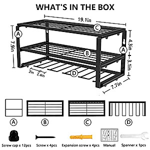 BaiYuan Power Tool Organizer with 5 Drill Holder, Wall Mount Garage Tool Organizers and Storage Rack, 3 Layers Heavy Duty Metal Tool Shelf, Cordless Drill Storage or Drill Charging Station