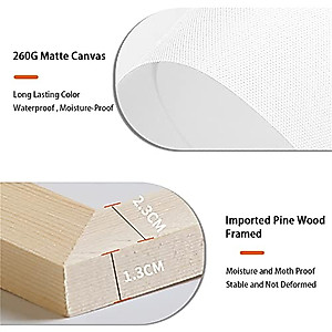 Pacimo 3 Pieces Canvas Art Wall Decor Full Moon Halloween Pictures Black and White Wall Art Painting Prints on Canvas Modern Artwork Stretched and Framed Ready to Hang - 12" x 16" x 3