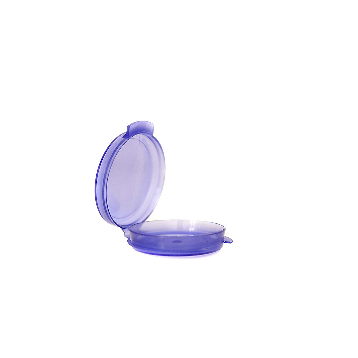 MADE IN THE USA 100 Pack Small Plastic Containers with Attached Clamshell Lids for Makeup Samples, Skincare Testers, Lab Work, Beads, Seeds, Jewelry, Coins, Travel (Transparent Purple, 1/20 (0.05 oz)