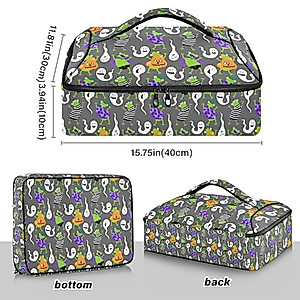 Kcldeci Insulated Thermal Food Carrier Insulated Casserole Carrier for Hot or Cold Food,Frogs and Pumpkins Insulated Tote Bag for Potluck Cookouts Parties Picnic,Lasagna Lugger