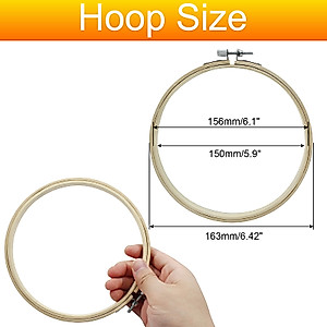 Biaungdo 6 Pieces 6 Inch Embroidery Hoops, Round Wood Embroidery Hoops, Adjustable Bamboo Circle Cross Stitch Hoop Ring, Wooden Embroidery Frames for Art Craft Sewing, Christmas Decoration