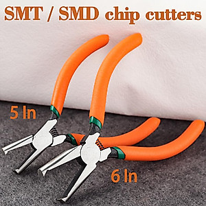 LEONTOOL 5-Inch Transverse End Cutter SMT/SMD Chip Cutters Side Cutting Pliers Front Angle Cutter Nipper End Cutter with Extra Long Flat Nose Tip Cutter 90 Degree Blade Precision Plastic Model