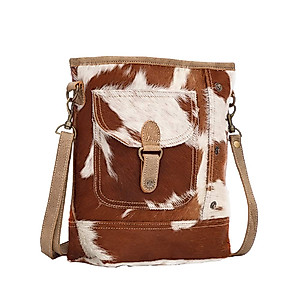 Myra Bag Nut Brown Upcycled Canvas & Cowhide Shoulder Bag S-1463