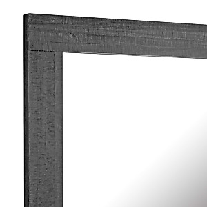 Stonebriar 24" x 18" Rectangle Black Wood Frame Wall Mirror with Attached Hanging Brackets, Decorative Country Rustic Decor for The Living Room, Bedroom, Bathroom, Hallway, and Entryway