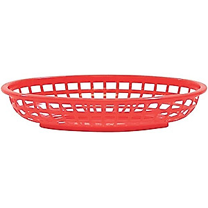 TableCraft 1074R Red 9-3/8" x 6" Oval Basket - Dozen