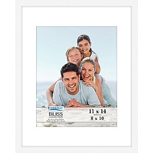 Icona Bay 11x14 White Picture Frame with Removable Mat for 8x10 Photo, Modern Style Wood Composite Frame, Wall Mount Only, Bliss Collection