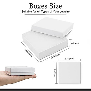 opaprain Cardboard Jewelry White Gift Boxes 20 Pack3.5×3.5×1 inches, its apply to displaying necklaces, rings, bracelets, earrings