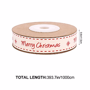 1 Roll Merry Christmas Themed Decorative Ribbon White Wrapping Ribbon Merry Christmas Cotton Ribbon for Home Decor Wrapping