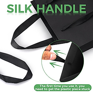 Black Gift Bags With Handles: 8x5x10 Inch 6pcs Black Paper Gags Medium Bulk For Party Shopping Birthday Wedding